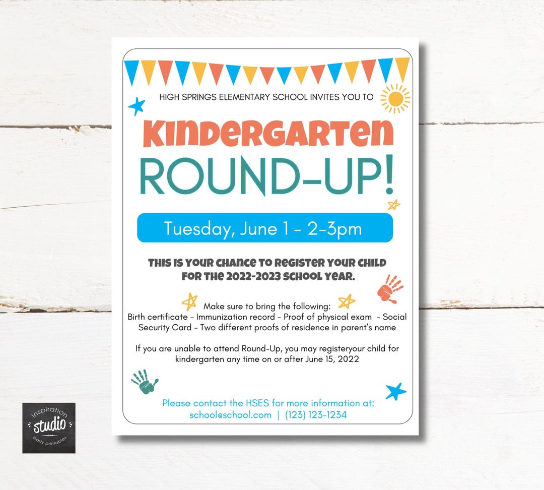 Editable Kindergarten Round-up Event Flyer Template | Kindergarten ...