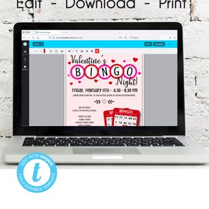 Valentine's Bingo Night Flyer Template, Family Night, School or Church ...