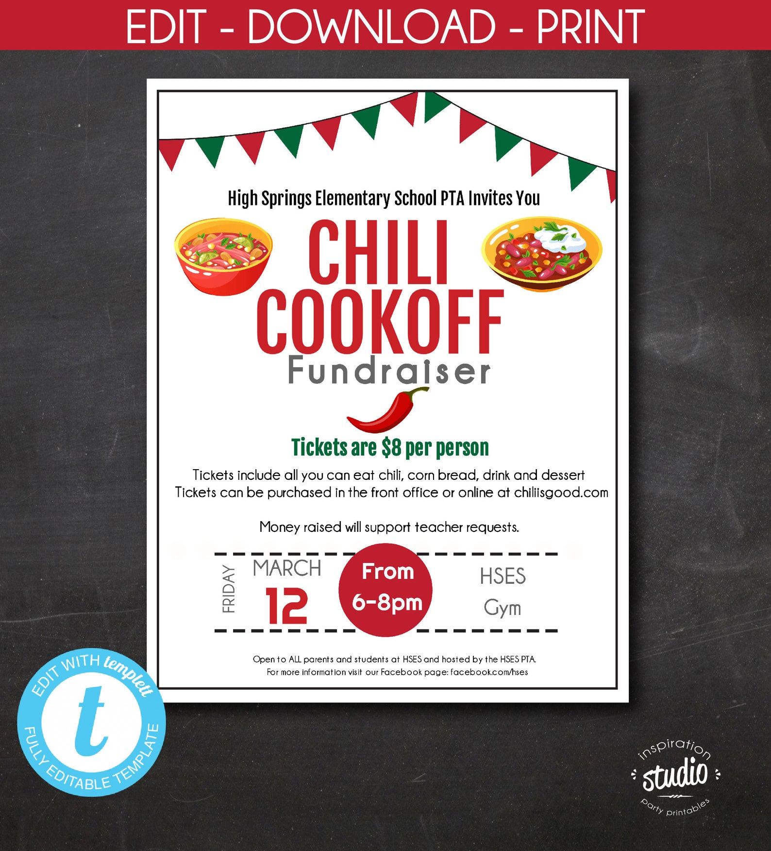 Chili Cook-off Fundraiser Flyer Chili Night PTA PTO | Etsy