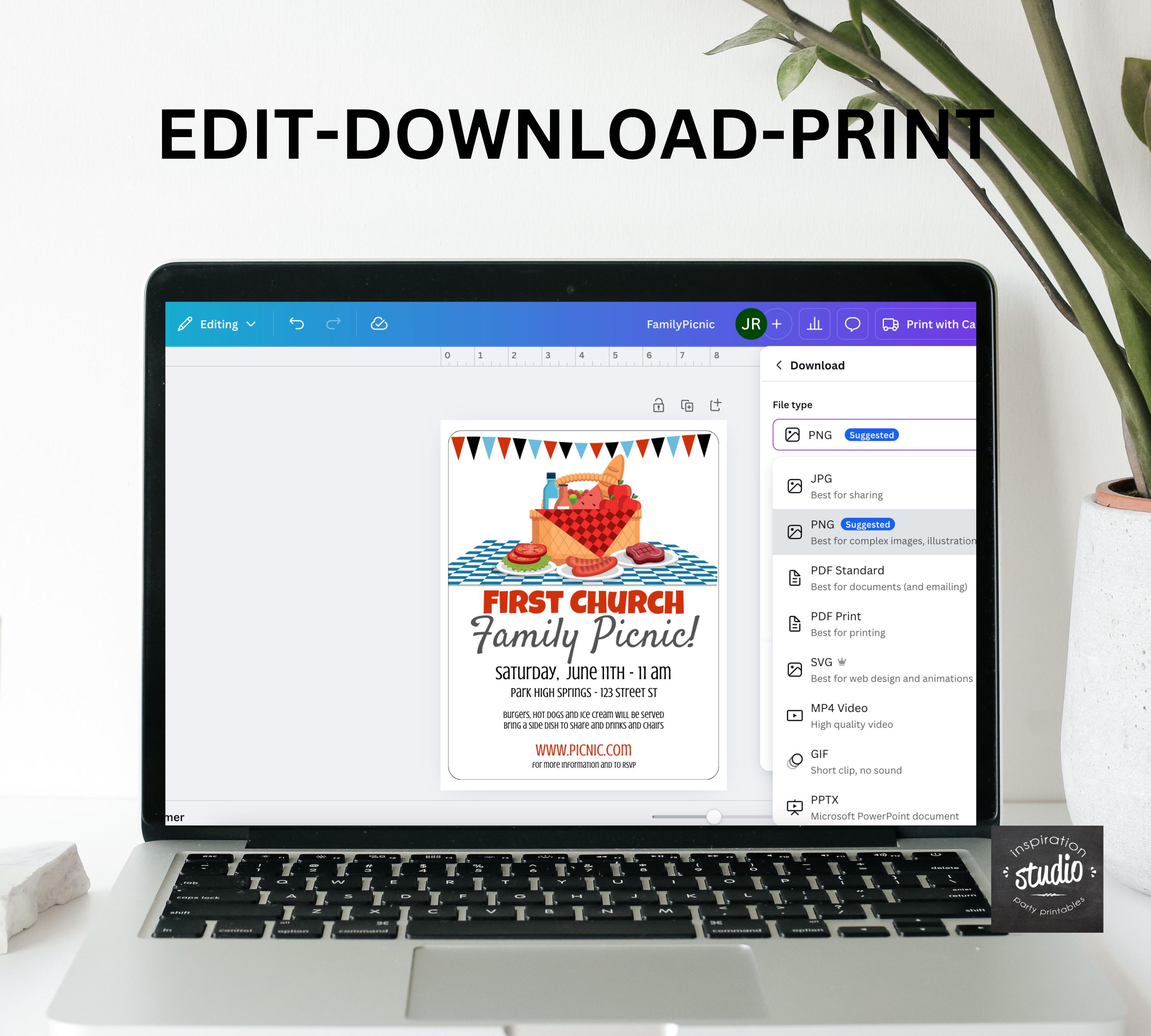 Church Picnic Flyer Template | Editable Canva Design for Family ...