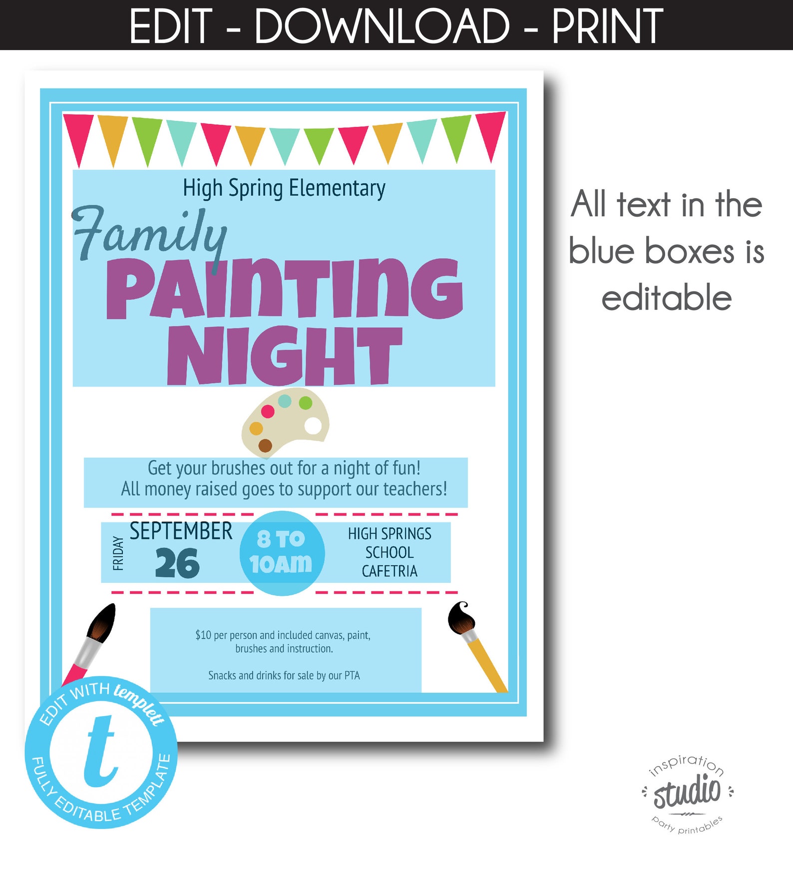 Family Painting Night Event Flyer Template Art Night - Etsy