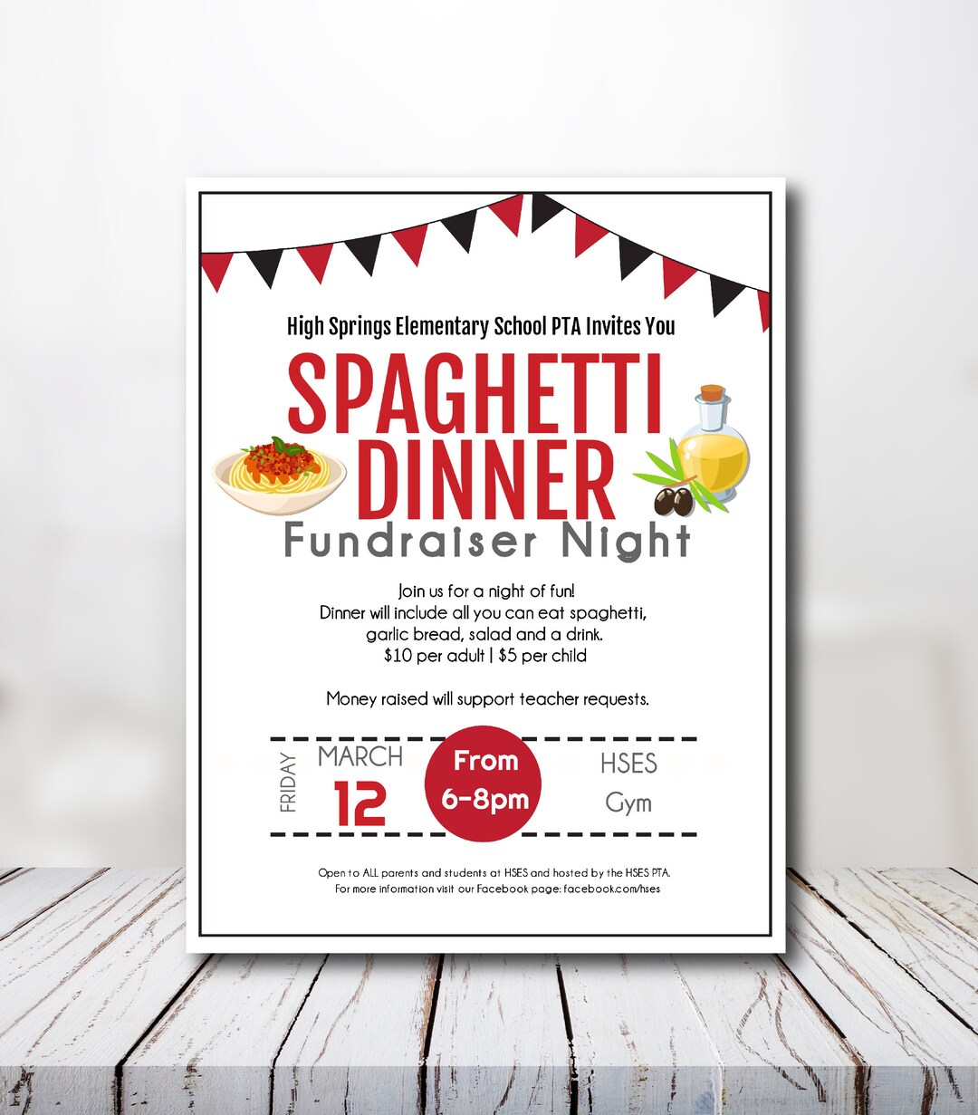 Spaghetti Dinner Fundraiser Flyer and Tickets Template, Pasta Dinner ...