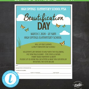 Beautification Day Flyer Template | School Clean up Day Flyer | Easy to ...