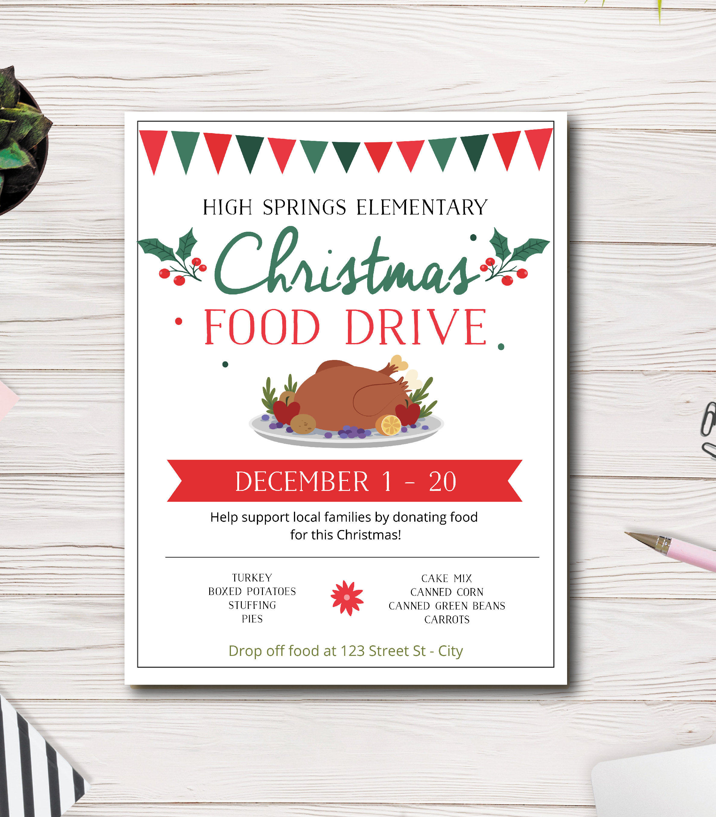 Christmas Food Drive Flyer Template