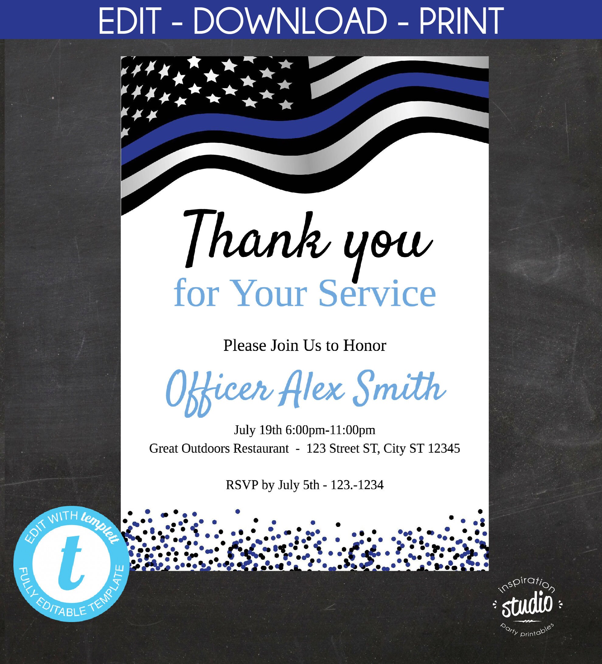 Police Retirement Invitation Template Thank you for your | Etsy