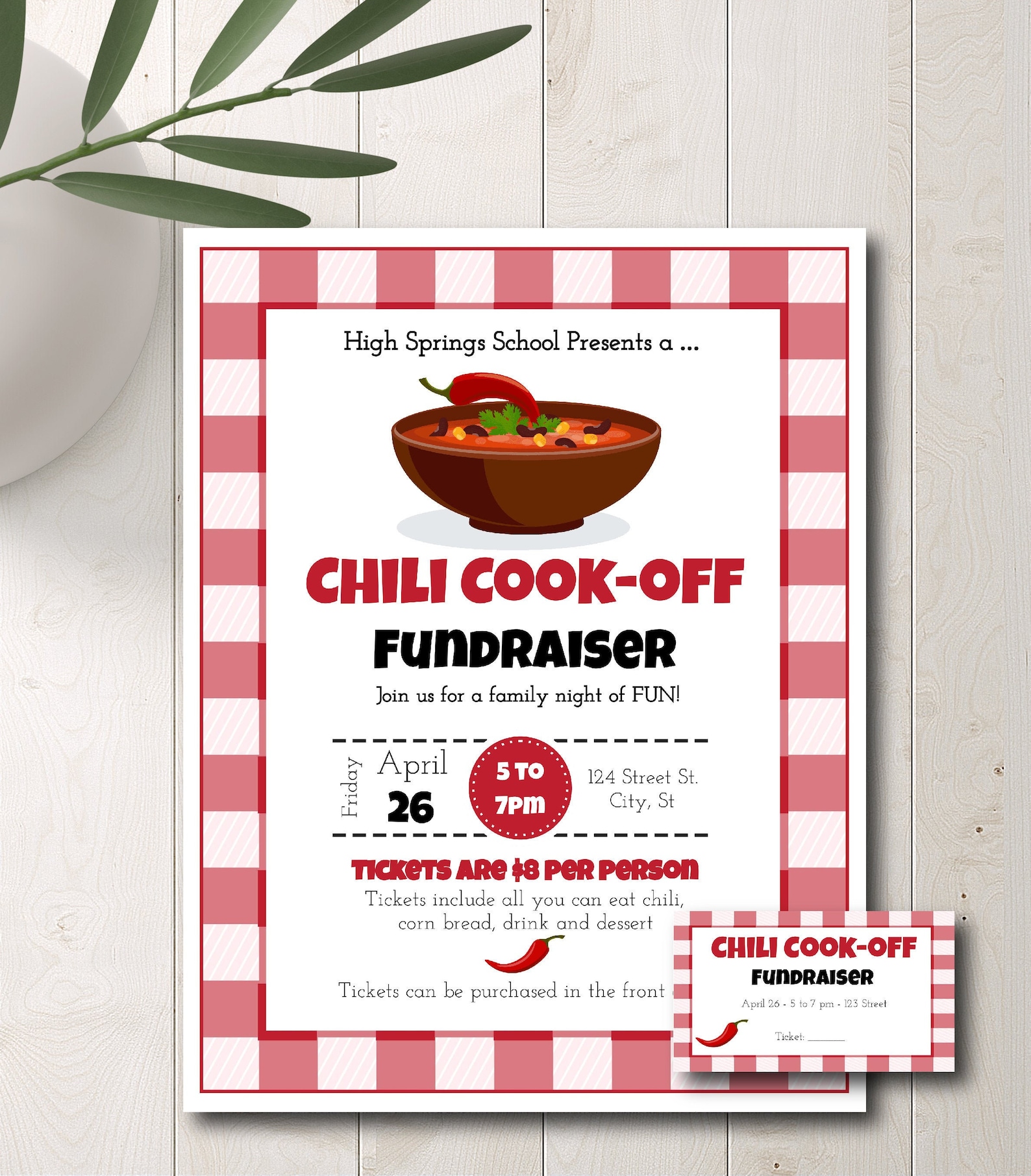 Chili Cook-off Fundraiser Flyer and Tickets Chili Night PTA - Etsy