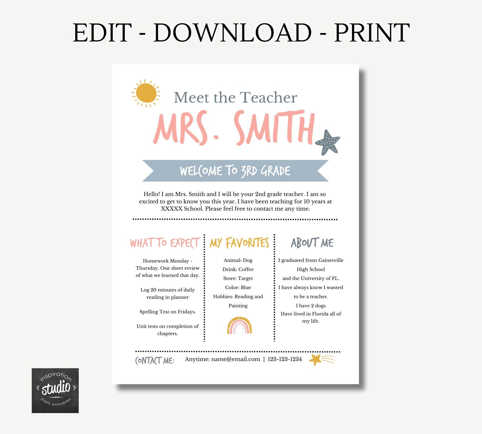 Editable Meet the Teacher Flyer Template | About the Teacher Flyer ...
