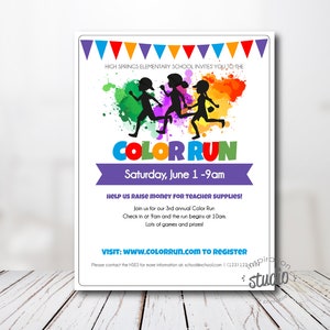 Color Run Fundraiser Flyer Template, Color Walk, 5k Run/walk, 2k Walk ...
