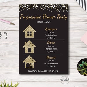 Progressive Dinner Party Invite Template, Neighborhood Dinner Party ...