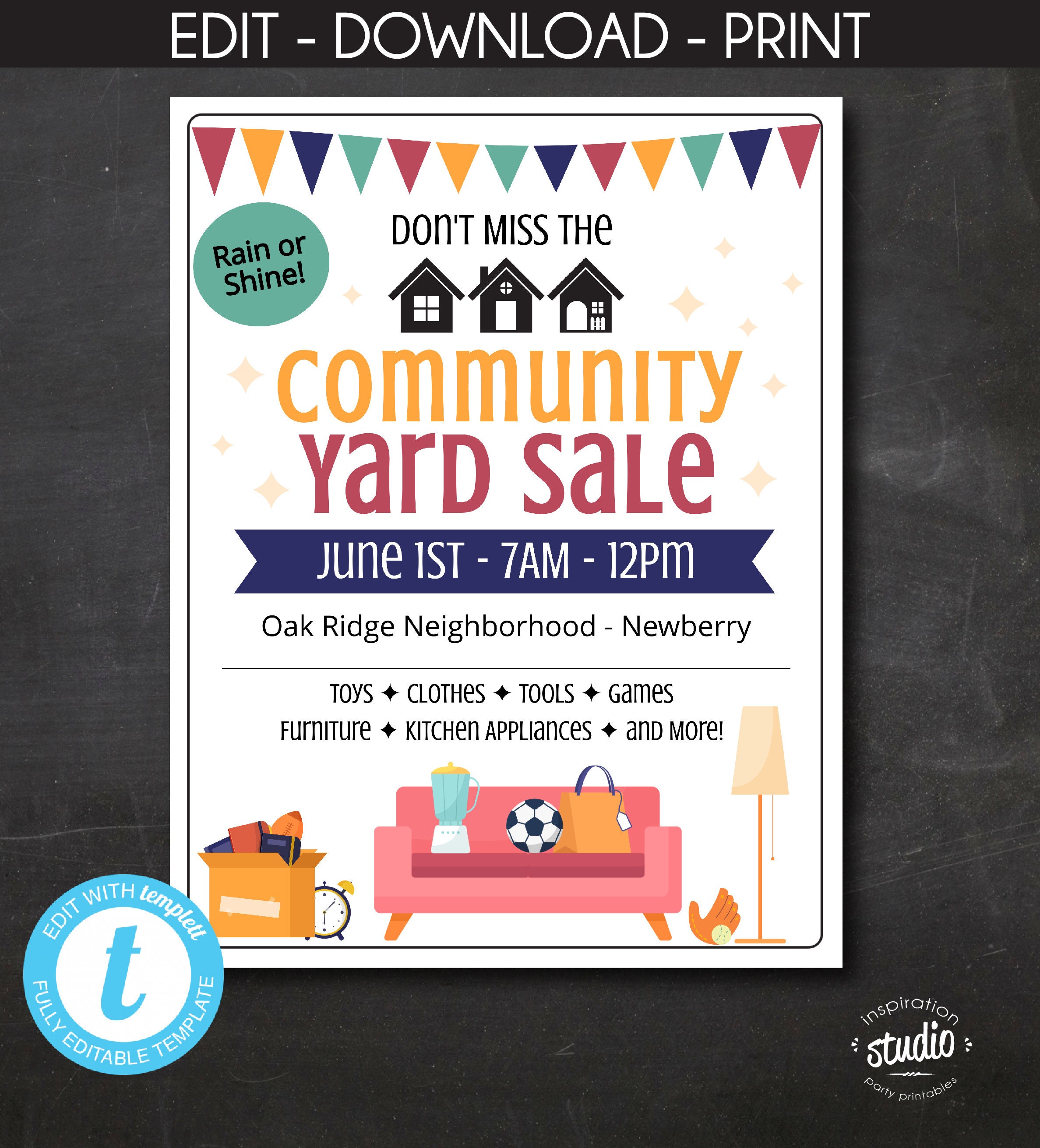 Editable Community Yard Sale Flyer Template, Garage Sale Flyer ...