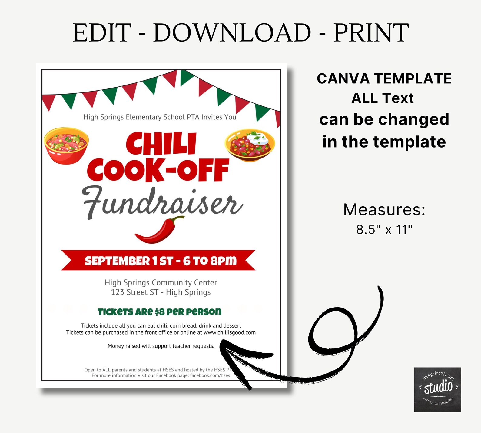 Chili Cook-off Fundraiser Flyer | Chili Night | Fundraiser Flyer | PTA ...