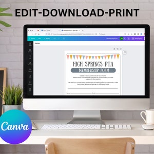 PTA, PTSA, PTO Membership Form Printable Template | Registration Form ...