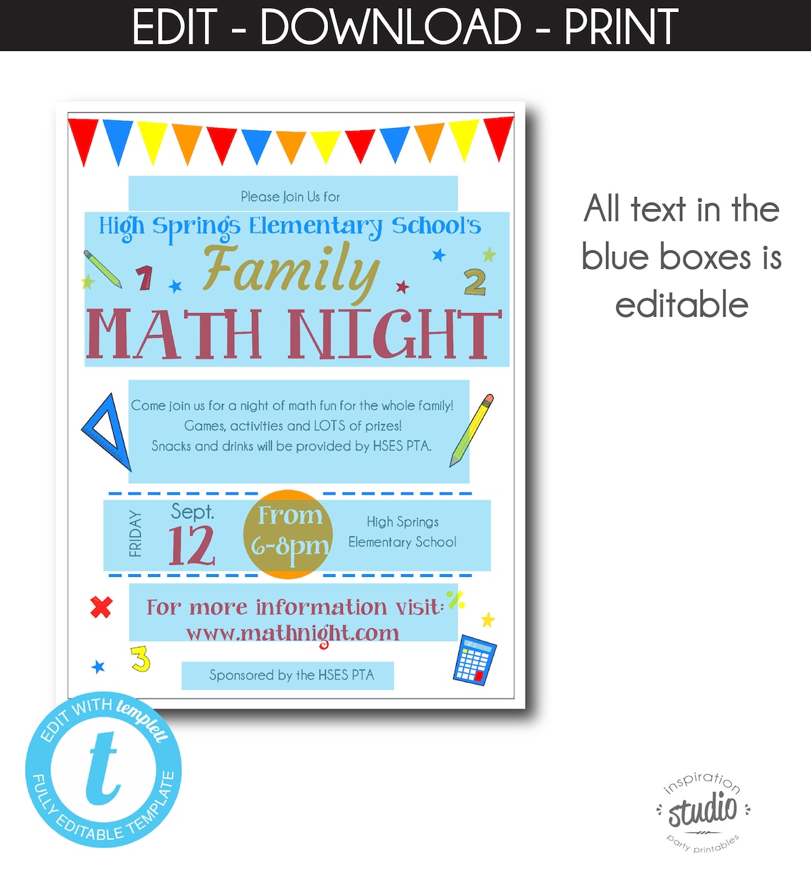 Family Math Night Event Flyer Template School Math Night - Etsy