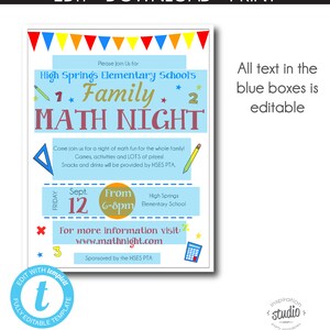 Family Math Night Event Flyer Template, School Math Night Flyer ...
