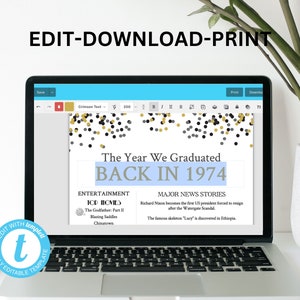 Editable 50th High School Class Reunion Poster Template | Sign ...