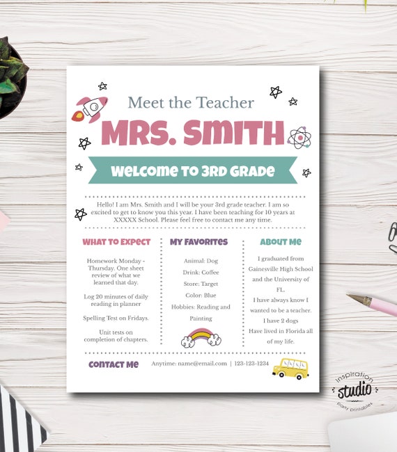 Editable Meet the Teacher Flyer Template, About the Teacher, Back to ...