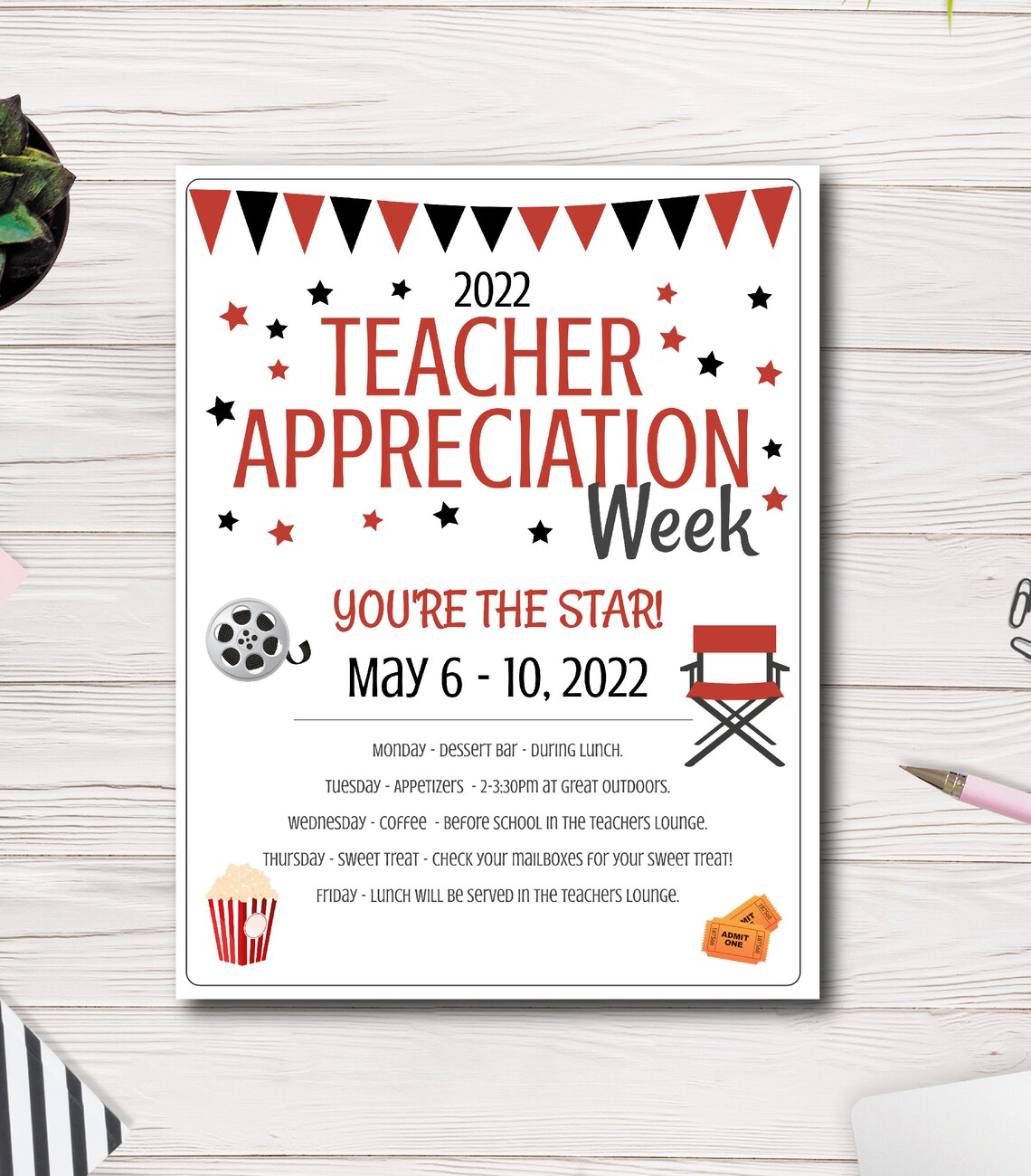 You're the Star Teacher Appreciation Week Flyer Template - Etsy