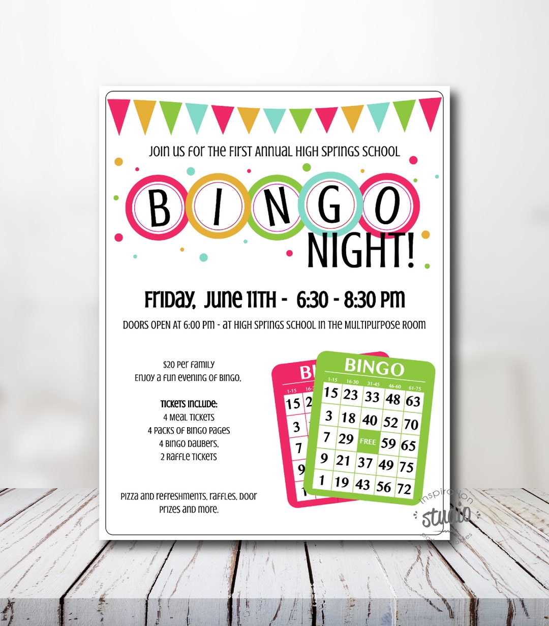 Bingo Night Flyer Template, Family Night, Mother Son Night, School or ...