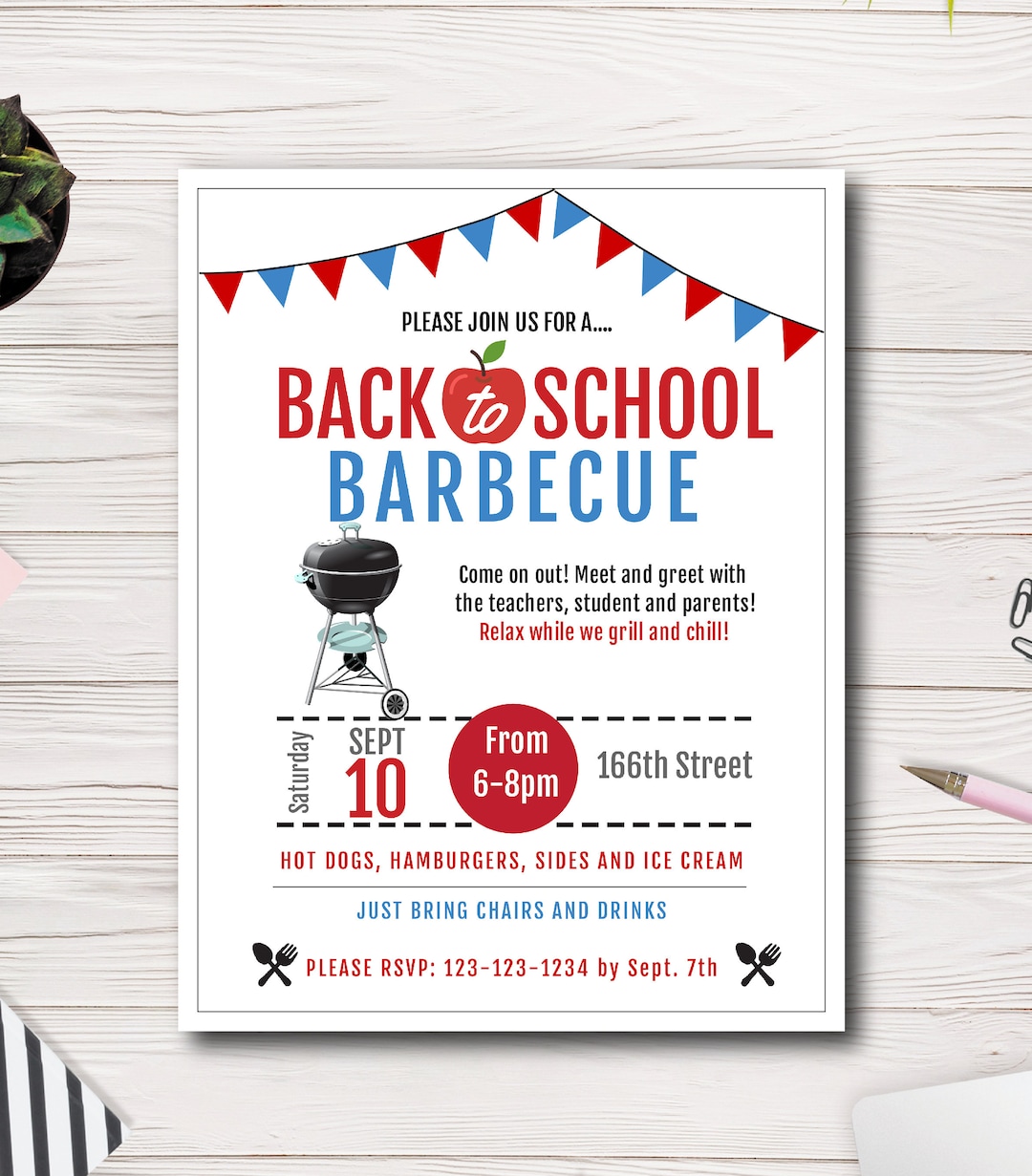 Back to School Barbecue Flyer Template | School BBQ Party Invite ...