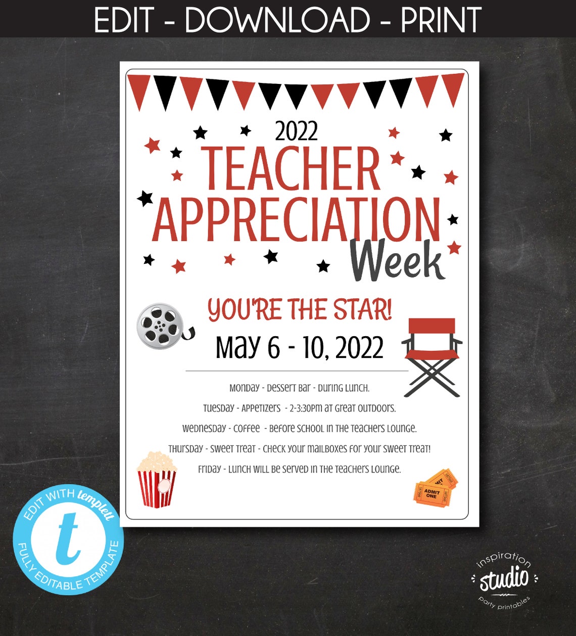 You're the Star Teacher Appreciation Week Flyer Template - Etsy