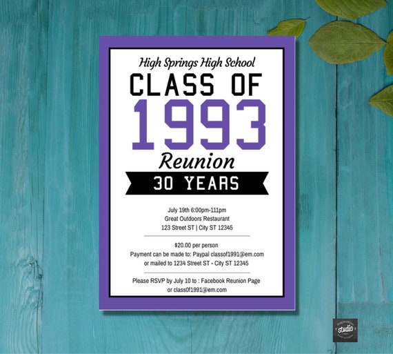 High School Reunion Template, College Reunion, Printable Invitation ...