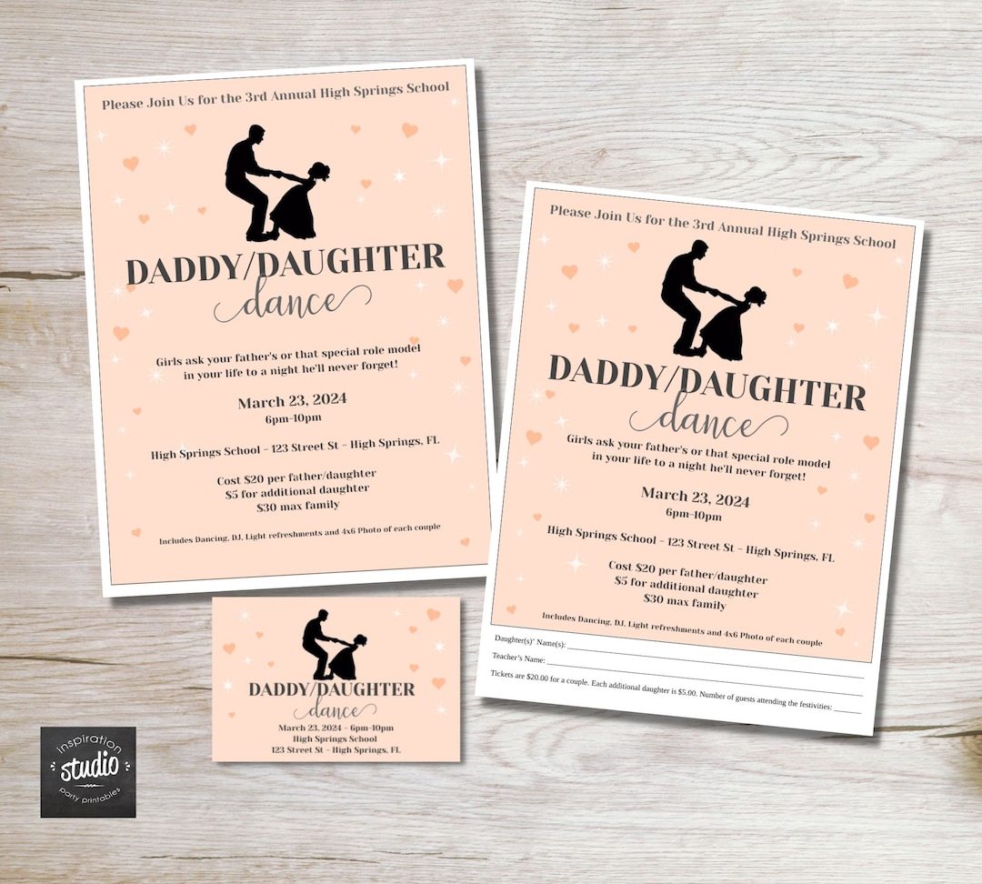 Father - Daughter Dance Flyer and Tickets Template | Daddy Daughter ...