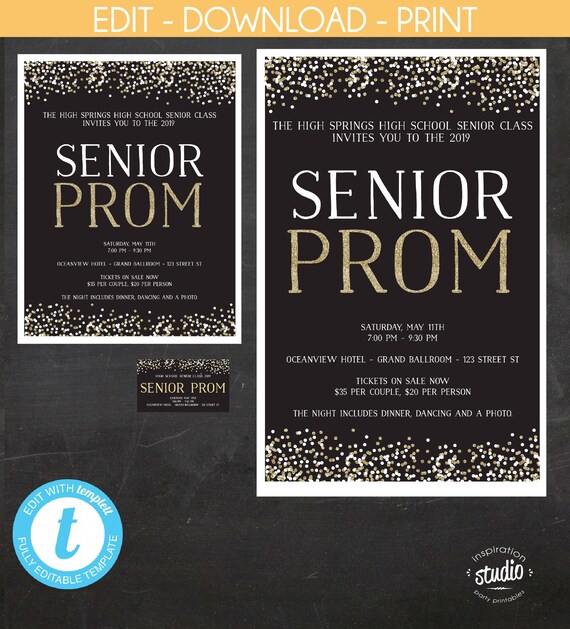 Senior Prom, Junior Prom, Template Package, Printable, flyer, tickets ...