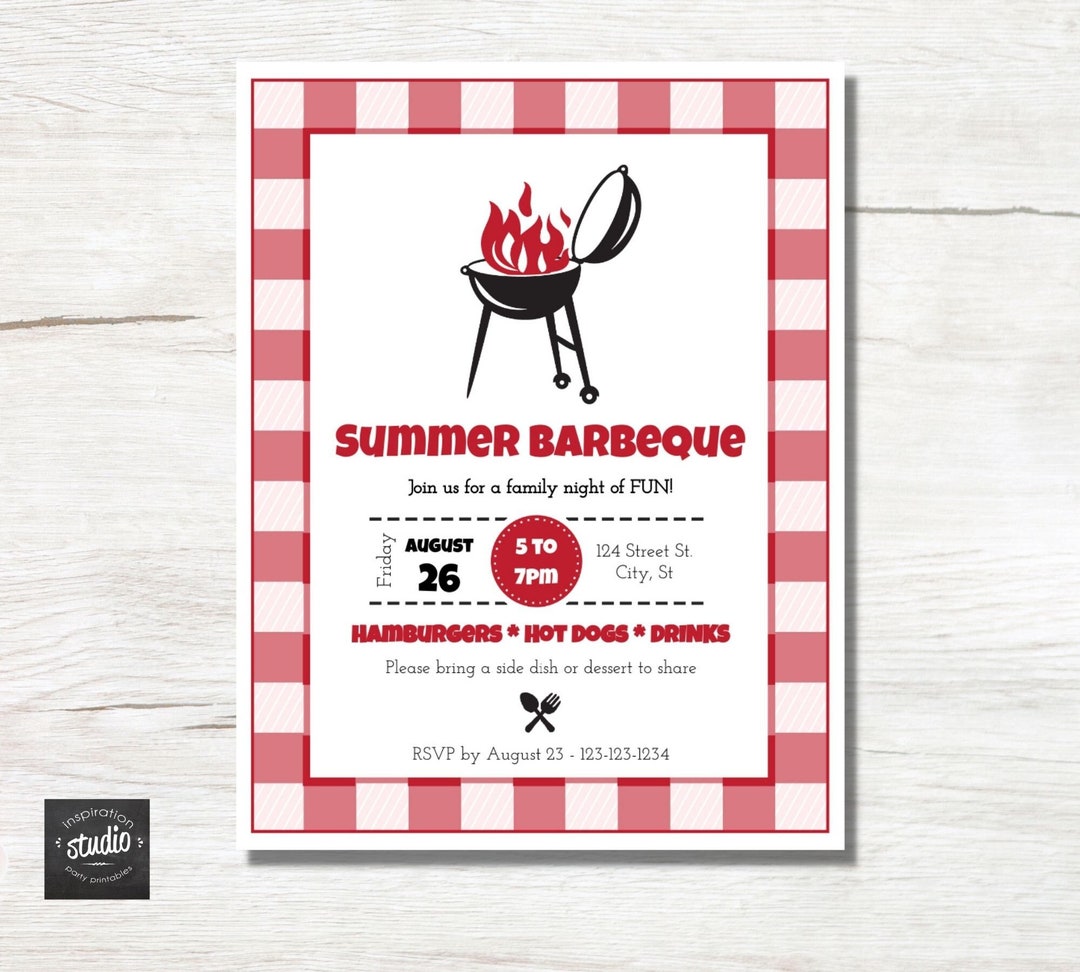 Summer Barbecue Dinner Flyer Template | BBQ Night | PTA, PTO, School ...