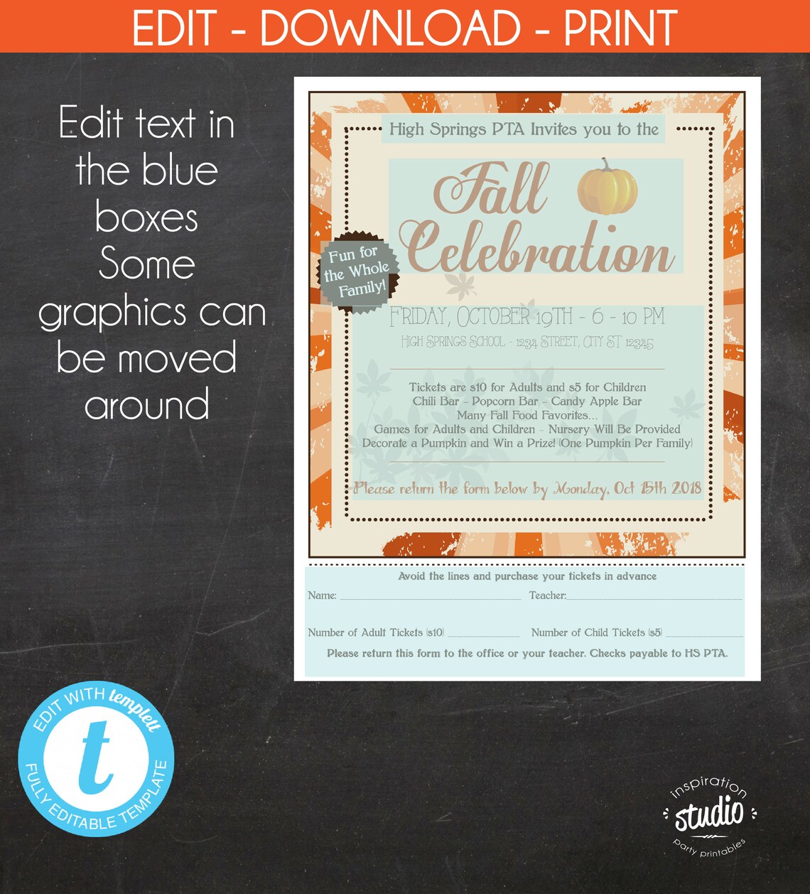 Fall Festival Flyer Fall Celebration School Church PTA - Etsy