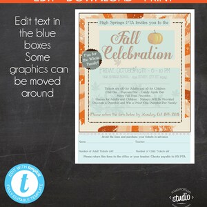 Fall Festival Flyer, Fall Celebration, School, Church, PTA, PTO, or Any ...