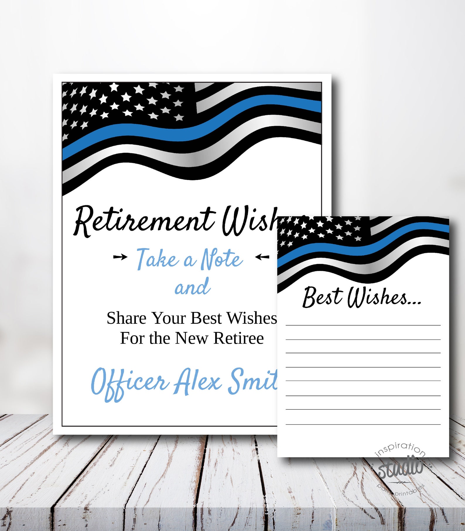 Police Retirement Wishes Sign and Note Card Template Best - Etsy