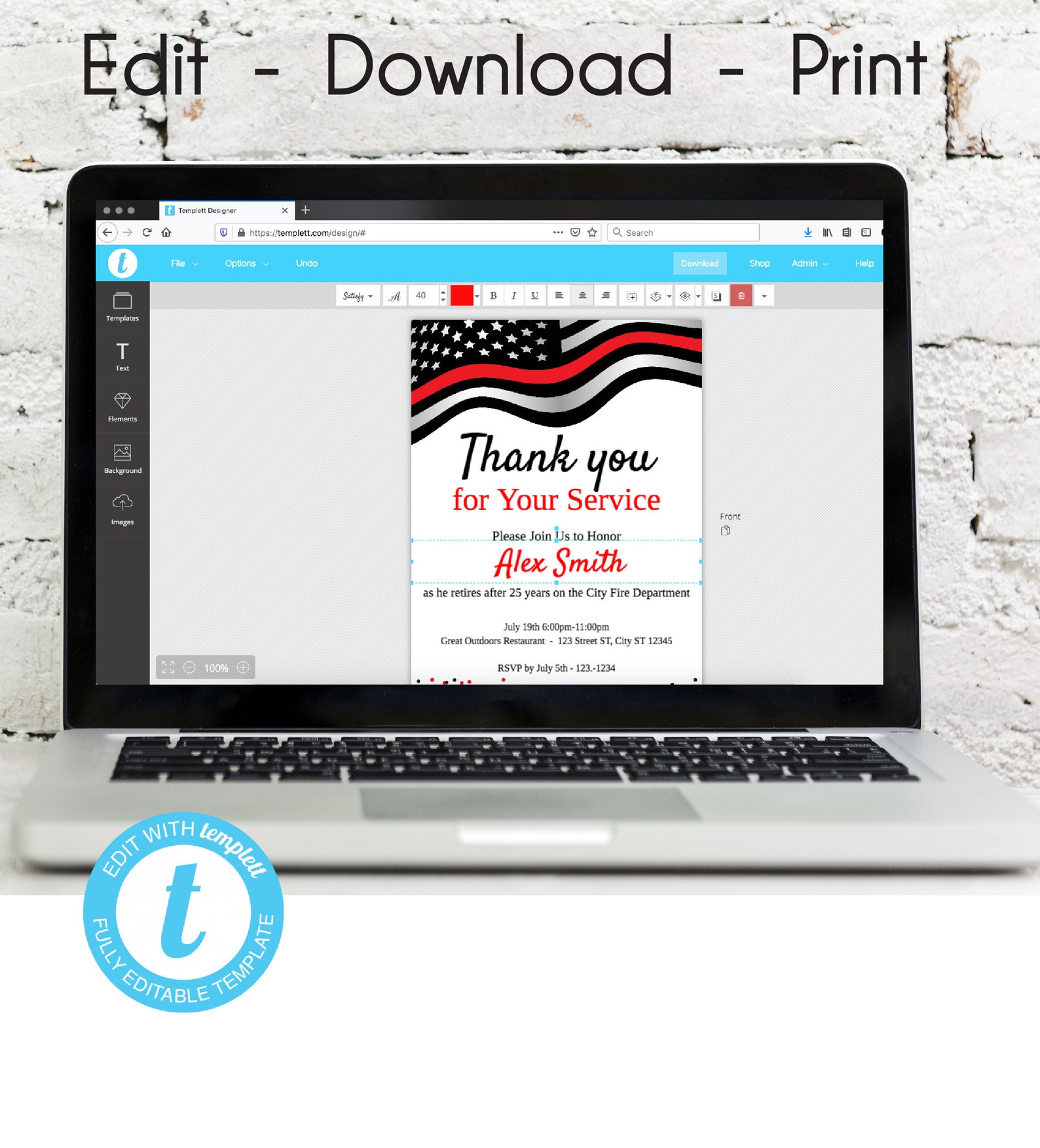 Firefighter Retirement Invitation Template Thank You for Your | Etsy