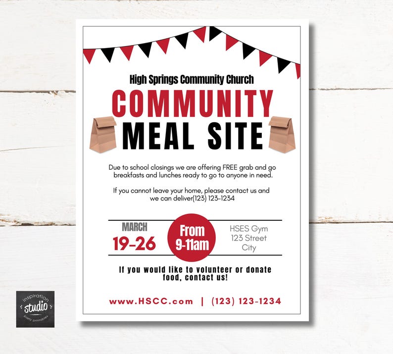 Grab and Go Meal Flyer | Editable Canva Template for Community Food ...