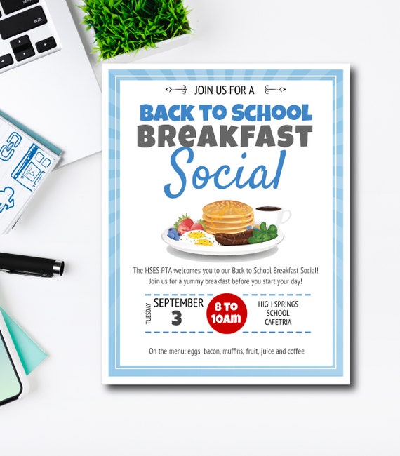 Back to School Breakfast Social Flyer Template First Day of | Etsy