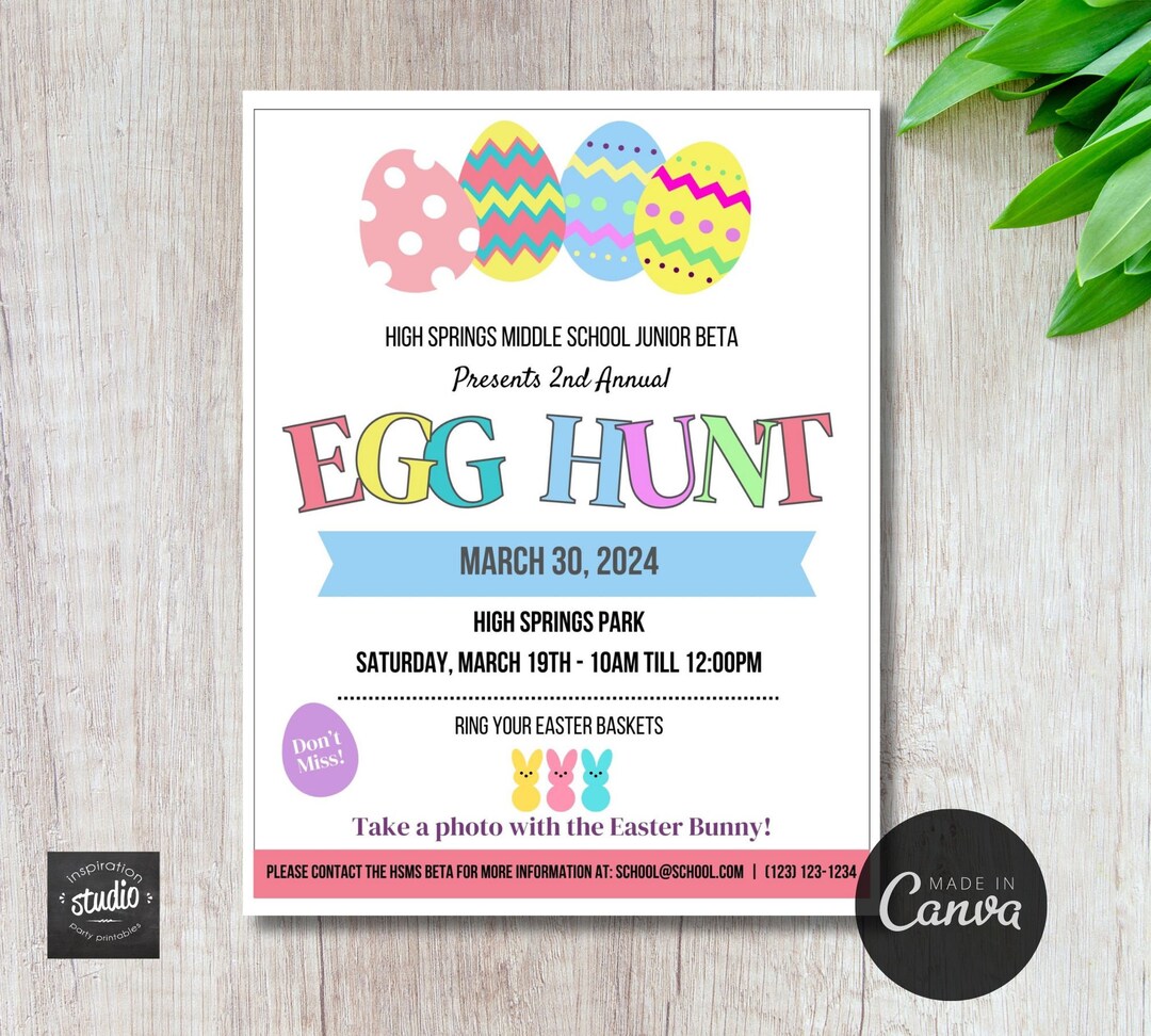 Editable Easter Egg Hunt Flyer Template Easter Fundraiser Charity Non ...