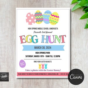 Editable Easter Egg Hunt Flyer Template | Easter Fundraiser | Charity ...