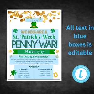 St. Patrick's Day Week Penny War Fundraising Flyer Template We Declare ...