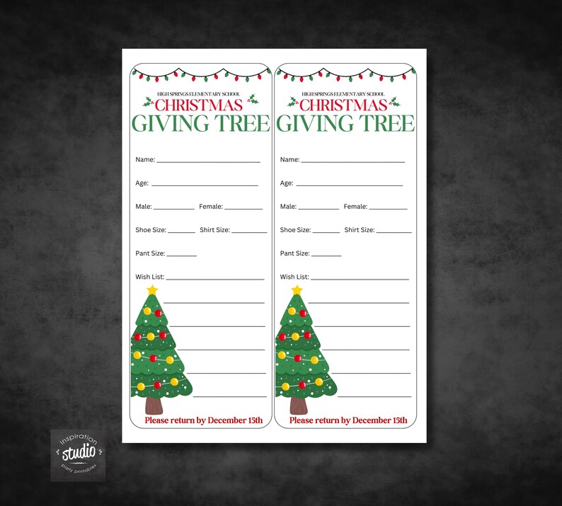 Christmas Giving Tree Tags | Editable Donation Gift Tag Canva Template ...