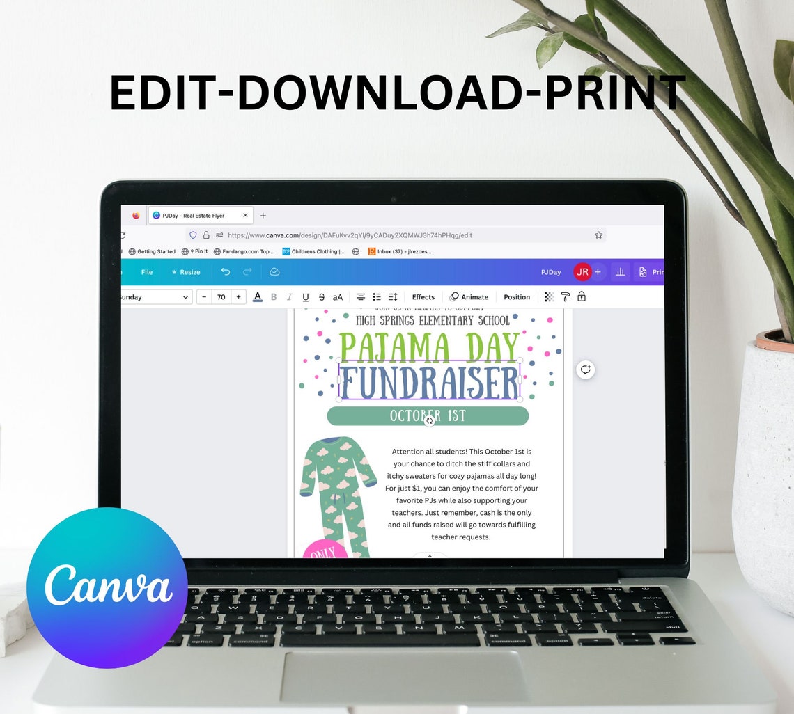 Pajama Day Fundraiser Flyer Template, School Fundraiser Flyer, PTA, PTO ...