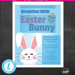 Breakfast With the Easter Bunny Flyer Template | Easter Egg Hunt Flyer ...