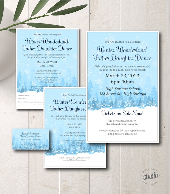 Winter Wonderland, Father, Daughter Dance, Event Template Printable ...