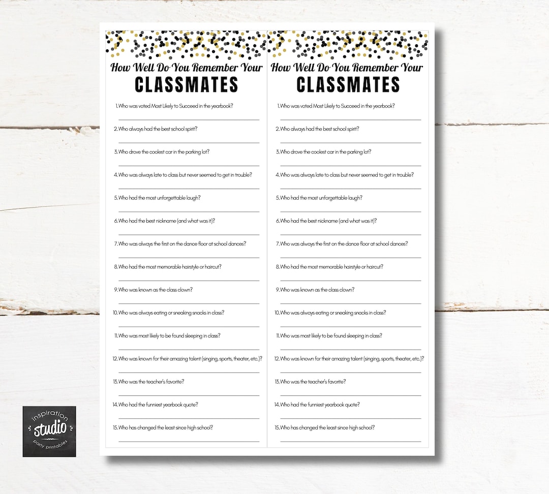 Class Reunion How Well Do You Remember Your Classmates Game | Class ...