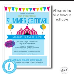 Summer Carnival Flyer Template | Summer Festival Flyer | Big Top ...