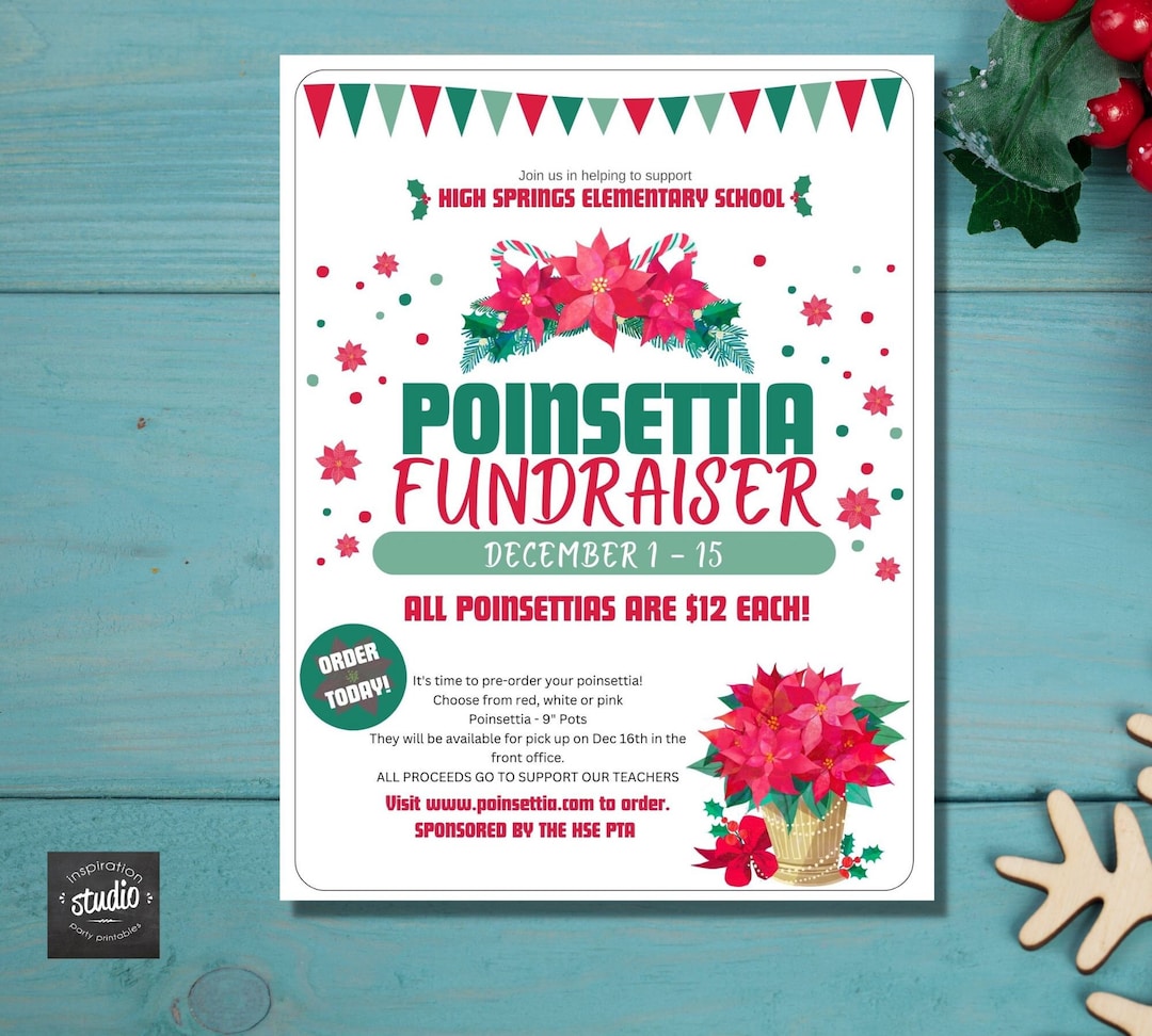Poinsettia Fundraiser Flyer Template, School Flyer, PTA, PTO, School ...