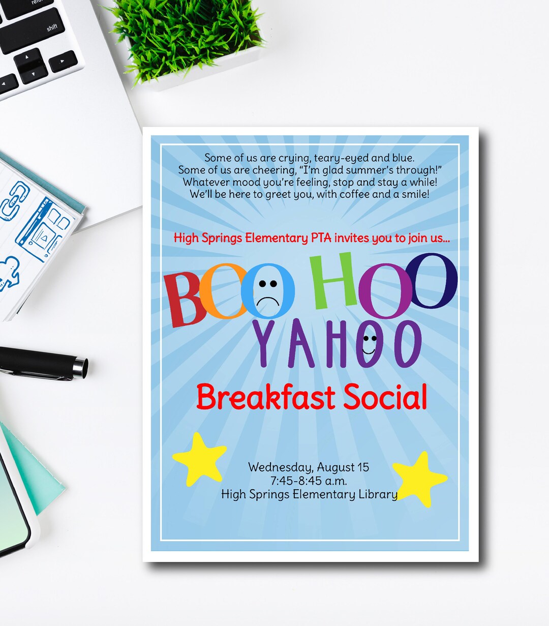 Boo Hoo, Yahoo Flyer, Back to School Breakfast Flyer, Custom Printable ...