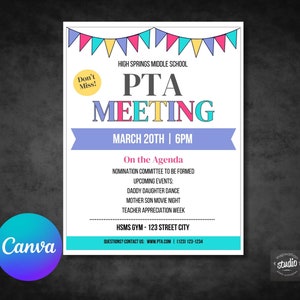 Editable Meeting Announcement Flyer Template | PTA, PTO, PTSA, Home ...