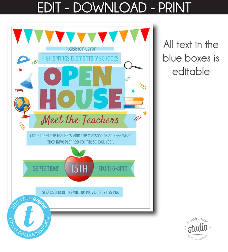 School Open House Flyer Template Back to School Flyer PTA - Etsy