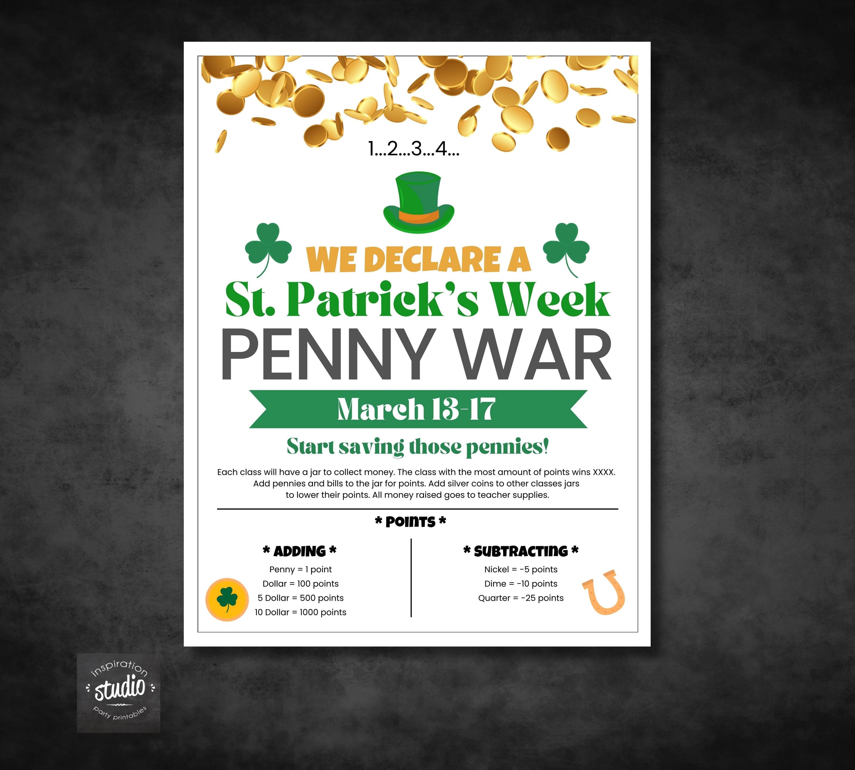 St. Patrick's Day Week Penny War Fundraising Flyer Template | We ...