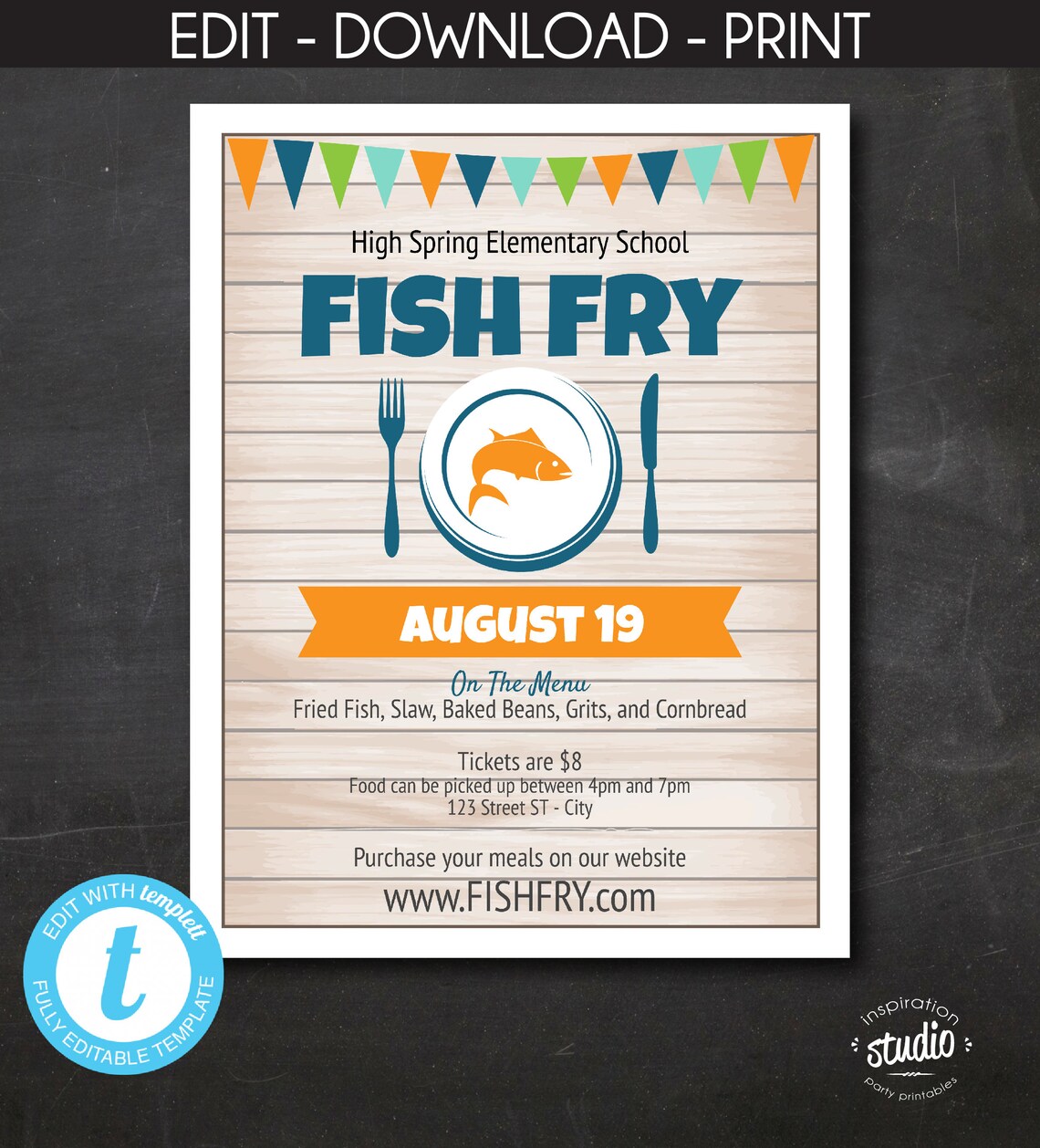Fish Fry Fundraiser Flyer Template | Benefit Flyer | Fish Dinner ...