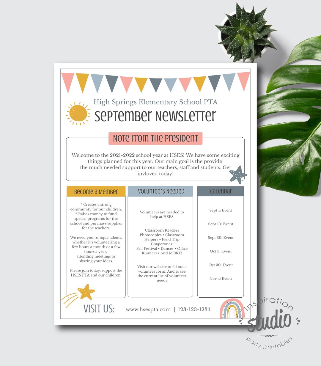 Editable School Newsletter Template | PTA, PTO, PTSA Newsletter ...